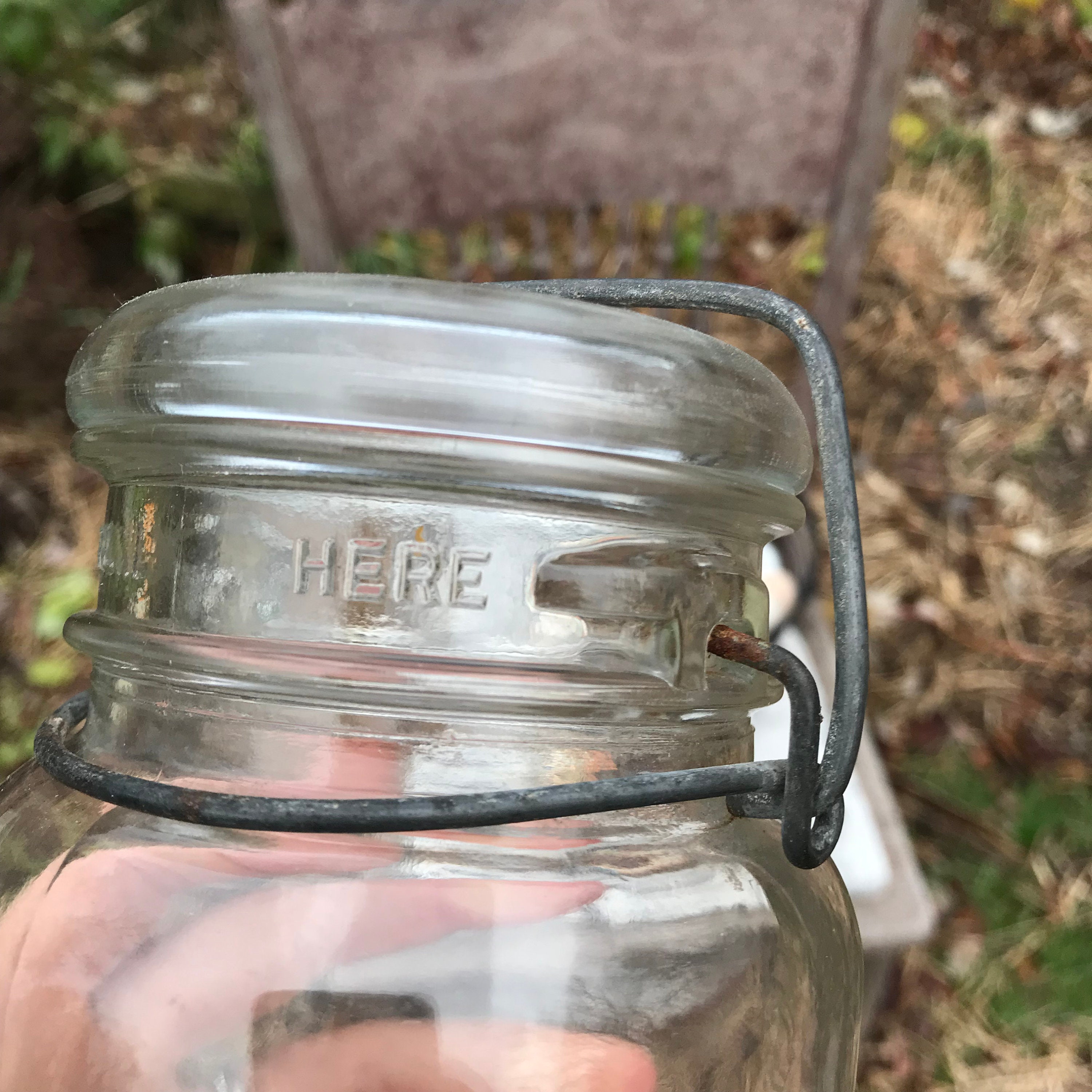 Vintage Atlas E-Z Seal Mason Jar Quart Clear Glass Metal Wire Bail Lock ...