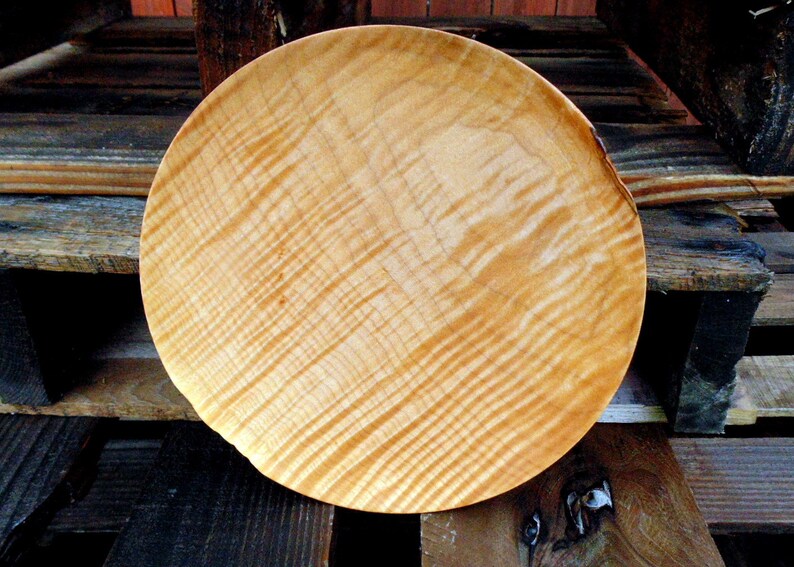 Fantastic Tiger or Fiddleback Maple Wood Plate, Hand Crafted Art Piece ...