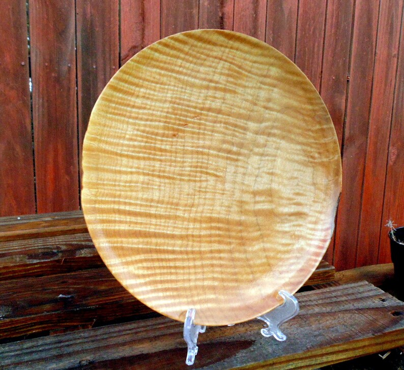 Fantastic Tiger or Fiddleback Maple Wood Plate, Hand Crafted Art Piece ...