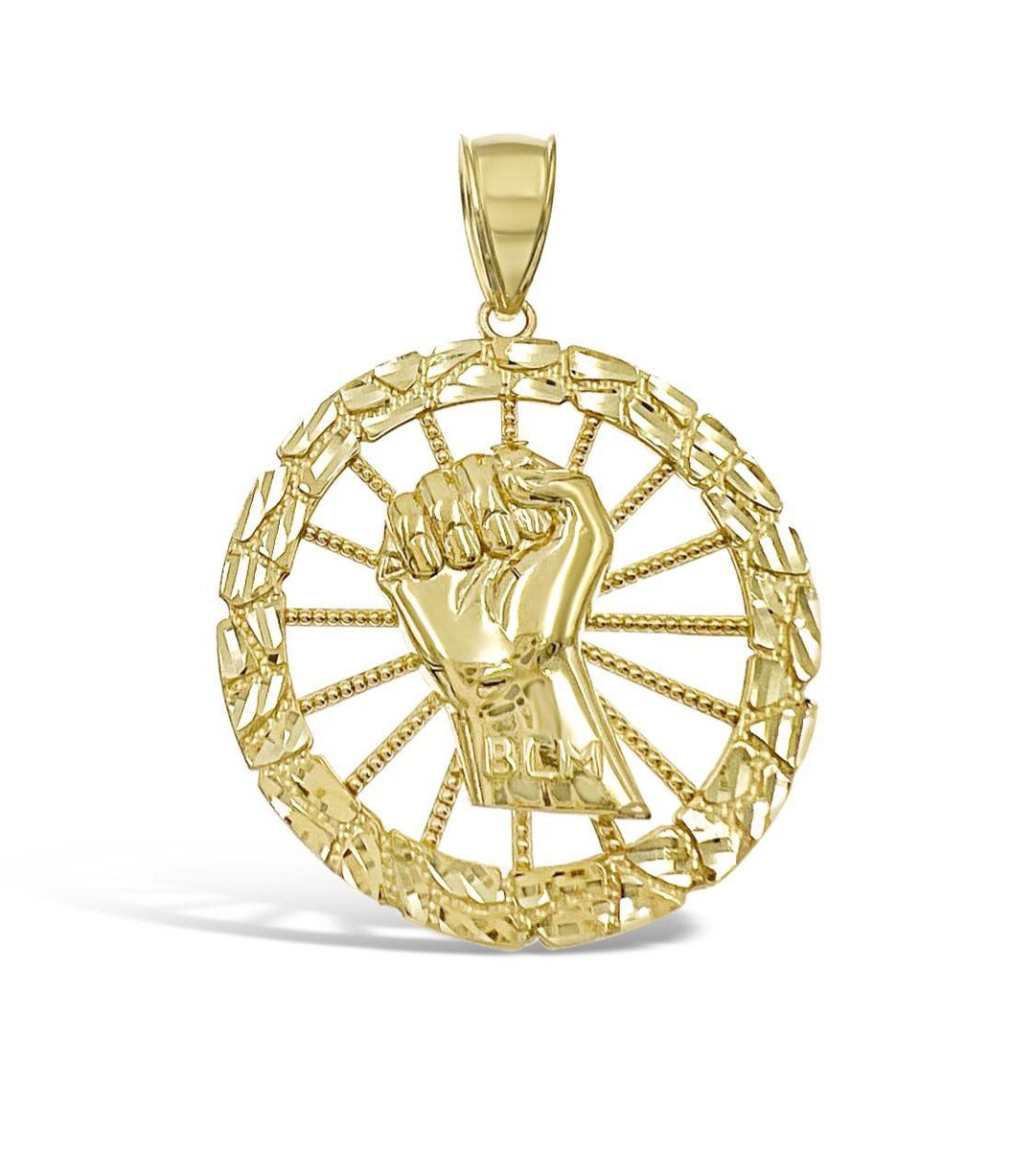 BLM Nugget Pendant 10k Gold Black Lives Matter Men Charm 2 - Etsy