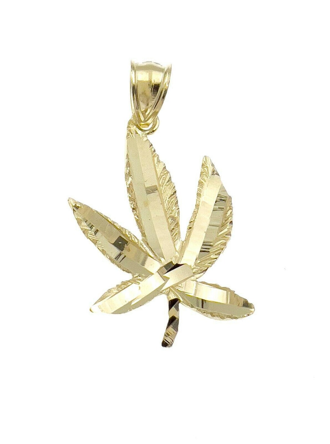 10k Yellow Gold Marijuana Pendant Leaf Weed 1.3 - Etsy