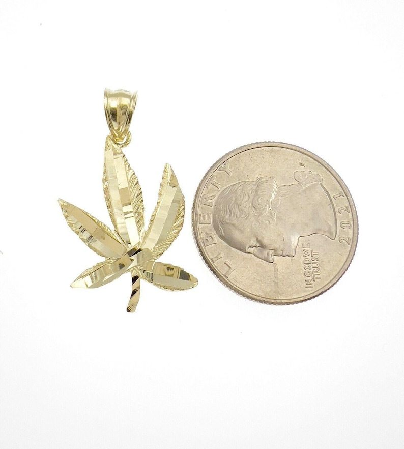 10k Yellow Gold Marijuana Pendant Leaf Weed 1.3 - Etsy