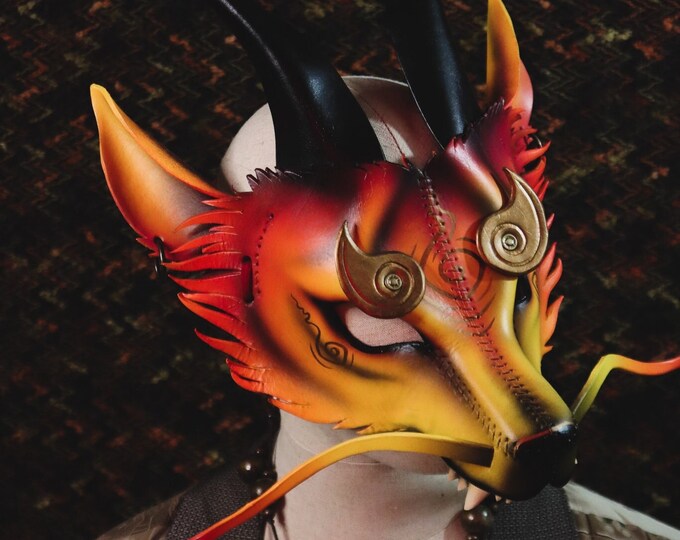 Japanese Dragon Leather Mask Larp Larp Furry Fursuit Roleplay Fantasy ...