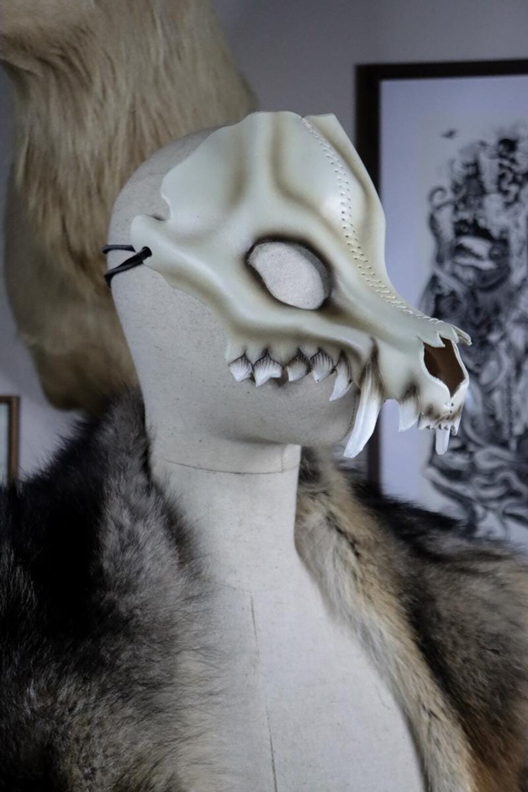 Wolf Skull Leather Mask for Larp GN Roleplay Cosplay Furry - Etsy