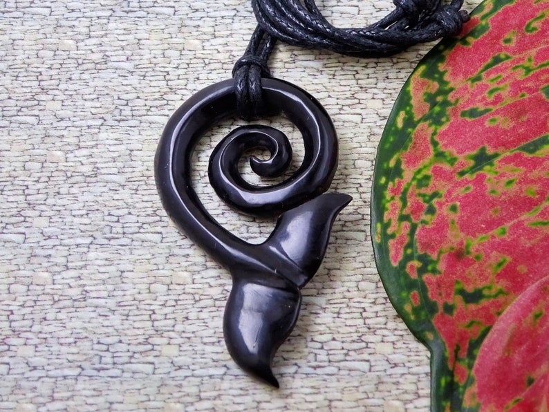 Maori Koru Wave Whaletail Pendant Hand Carved Horn Surfer - Etsy