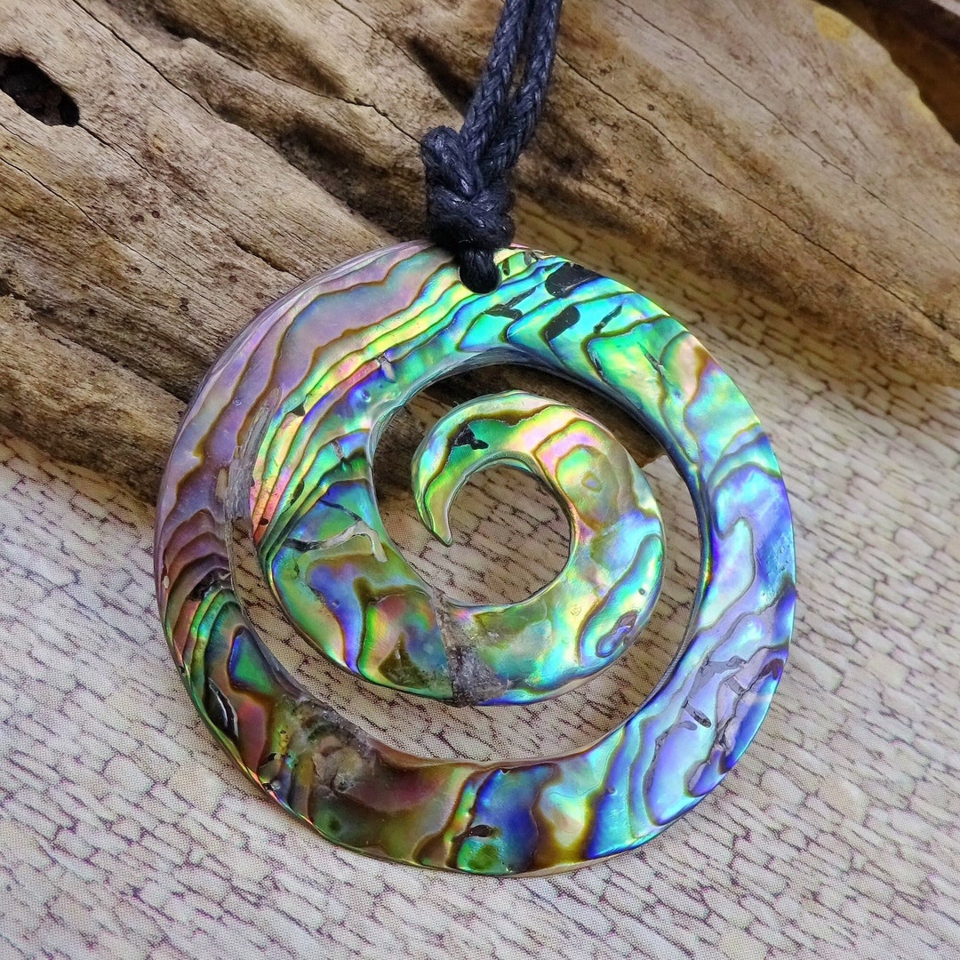 Koru Paua Shell Pendant Necklace Hand Carved Shell Beach - Etsy