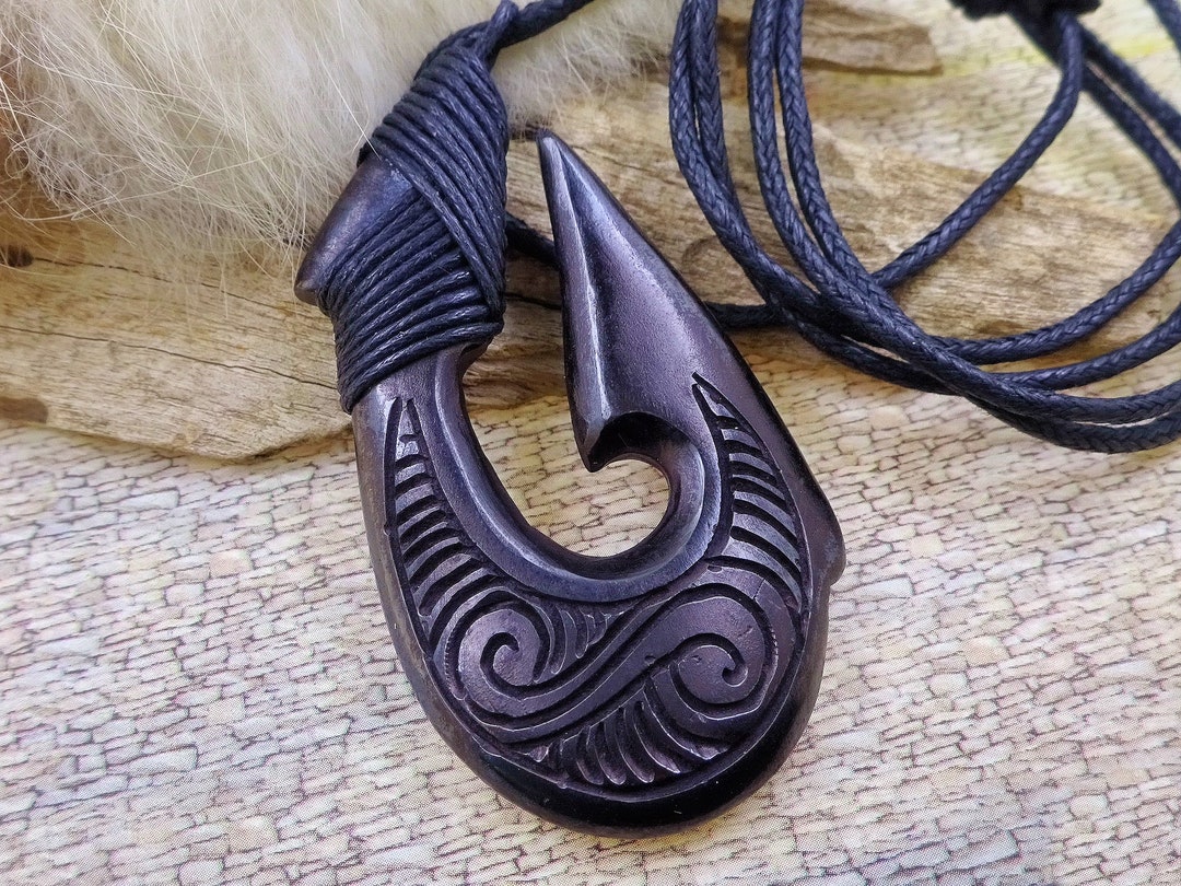 Huge Maori Fish Hook Pendant Necklace Beach Jewelry 2.5 Inch - Etsy