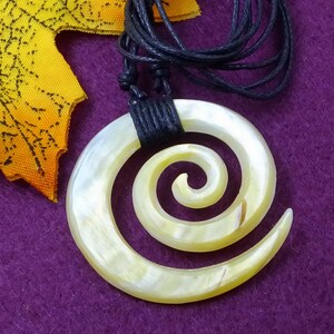 Koru Spiral Pendant Necklace MOP Shell Tribal Surfer Good Luck - Etsy