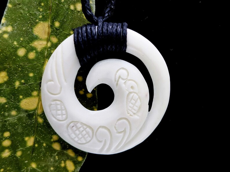 Maori Closed Koru Pendant Necklace Hand Carved Bone Surfer | Etsy