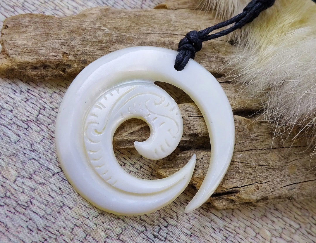 Koru Spiral Pendant Necklace MOP Shell Good Luck Beach Jewelry - Etsy