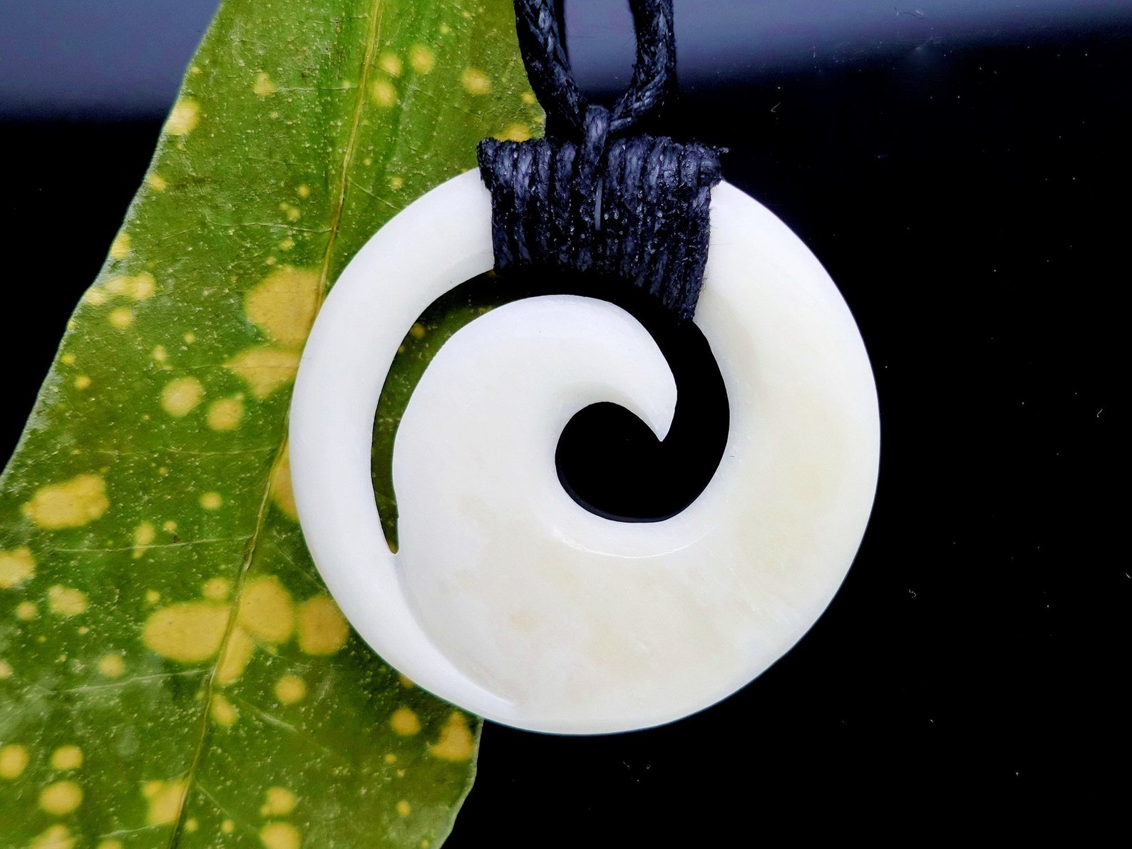 Maori Closed Koru Pendant Necklace Hand Carved Bone Surfer | Etsy