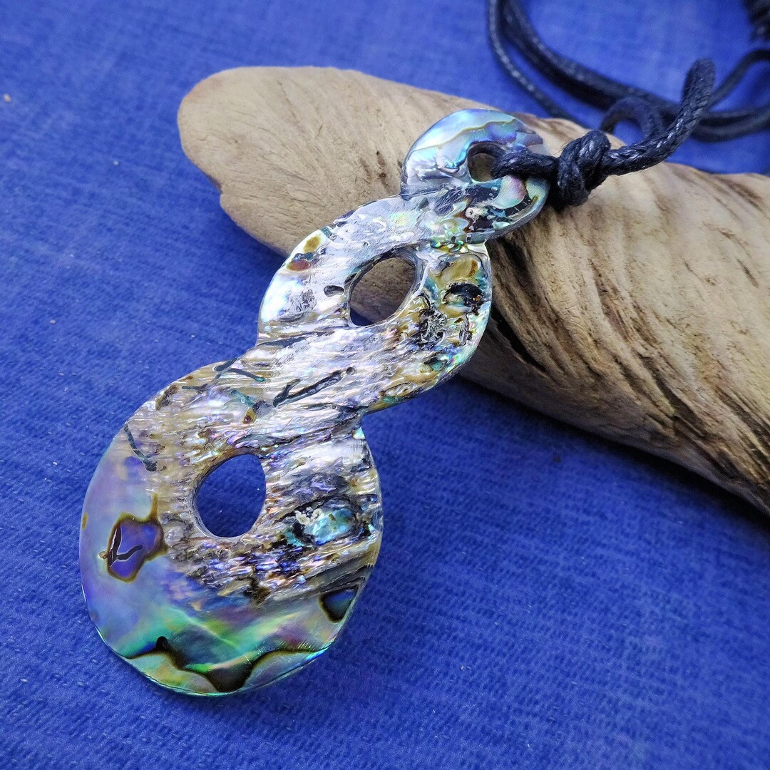 Maori Carving Pikorua Twist Necklace Paua Shell Surfer Charm Beach ...