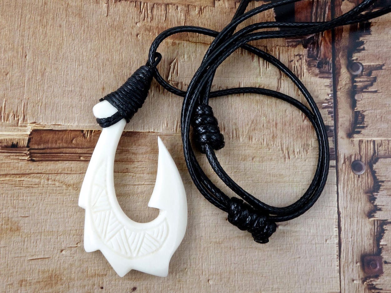 Maori Large Spiked Fish Hook Necklace Hei Matau Hand Carved | Etsy