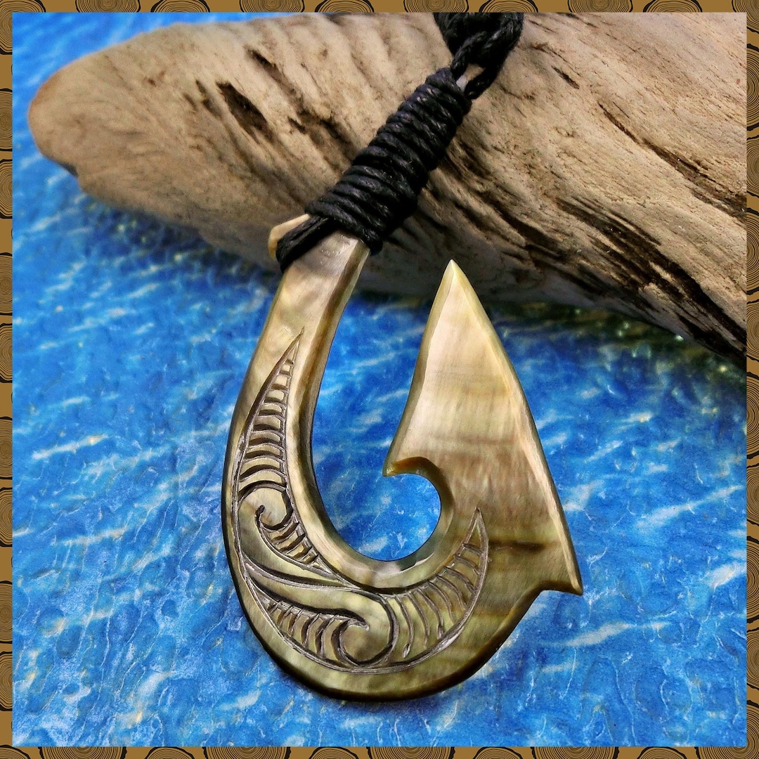 Maori Fish Hook Pendant Necklace Hei Matau MOP Beach Jewelry - Etsy