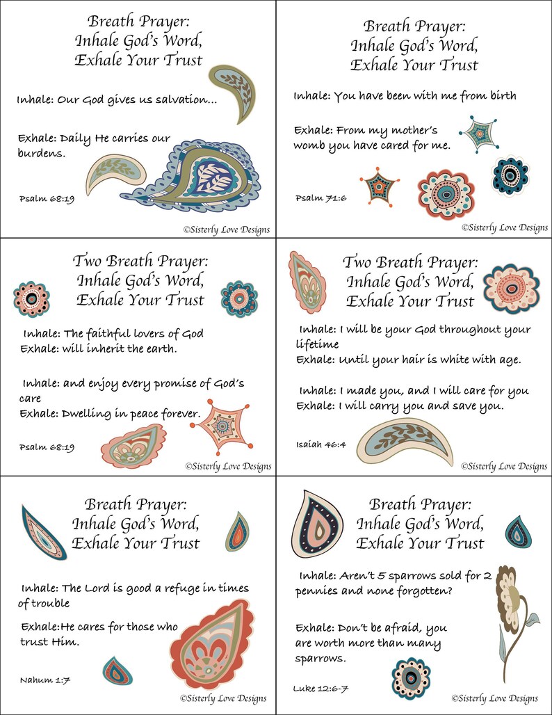God Cares Digital Breath Prayers, Downloadable Bible Verse Cards ...