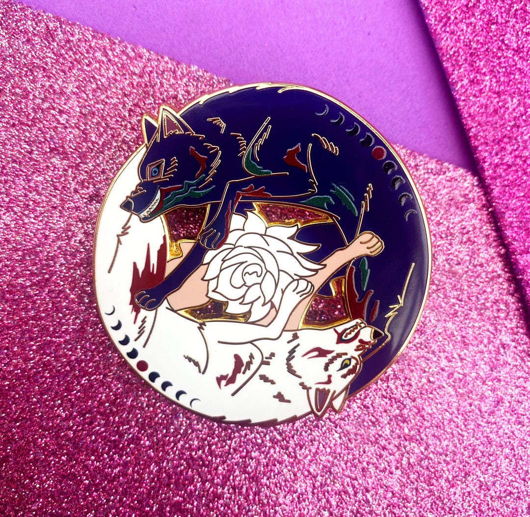 Wolfs Rain Wolf Art Pin Ying Yang Fight Kiba Vs Darcia White Wolf - Etsy