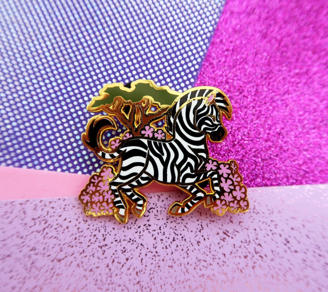 Zebra Animal Enamel Pins Screen Printing Wildlife Zoo Horse Stripes ...