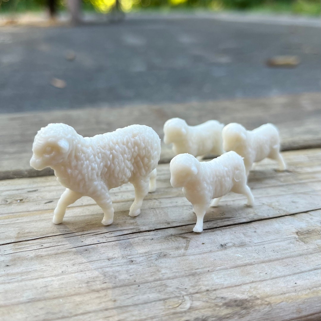 Vintage Plastic Flock of White Toy Sheep - Etsy