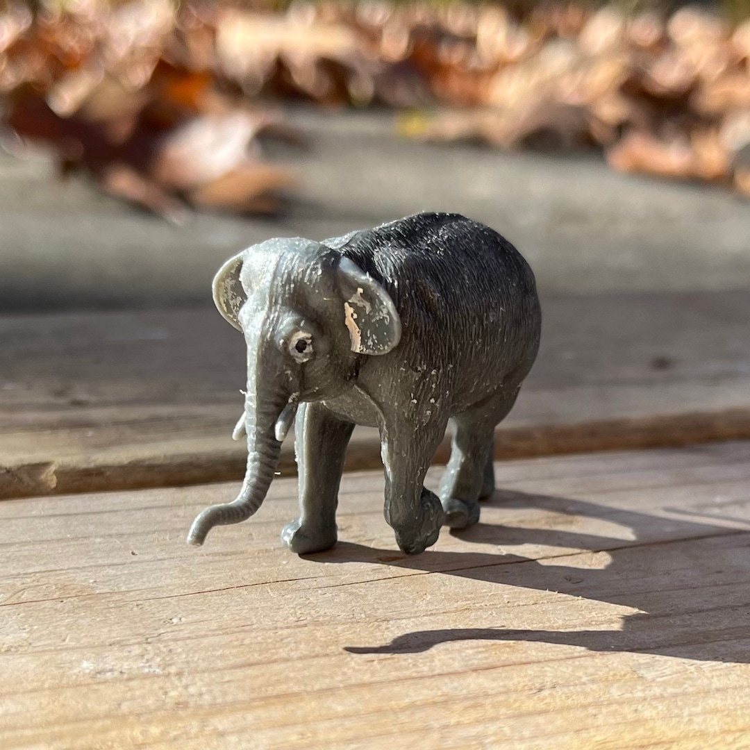 Vintage Painted Plastic Toy Elephant - Etsy