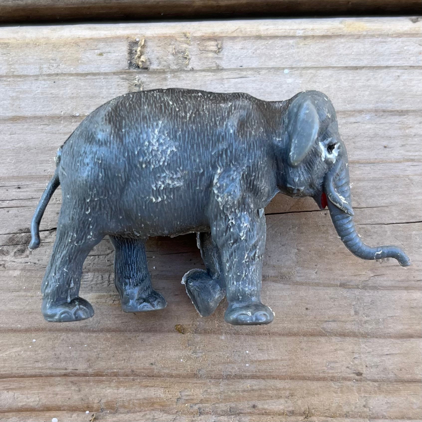 Vintage Painted Plastic Toy Elephant - Etsy