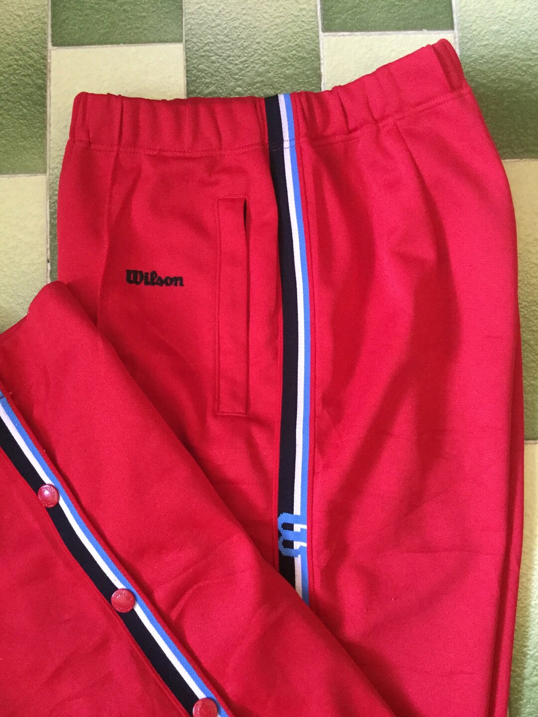 Vintage Wilson Bottom Tear Away Snap Sweatpants in Black, White and ...