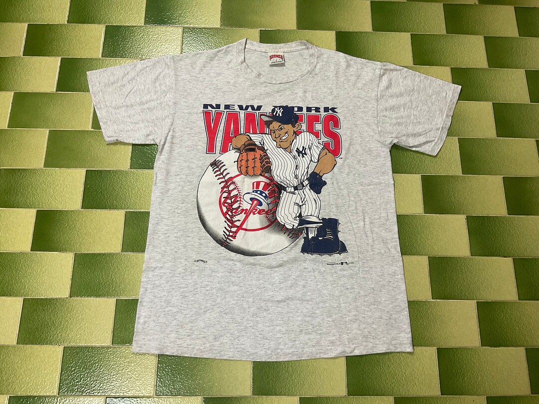 Vintage 90s MLB 1995 New York Yankees T-shirt Caricature Big Print by ...