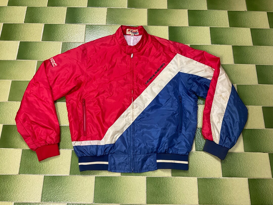 Vintage 90s HRC Honda Racing Windbreaker Jacket Nylon Lightweight Full ...