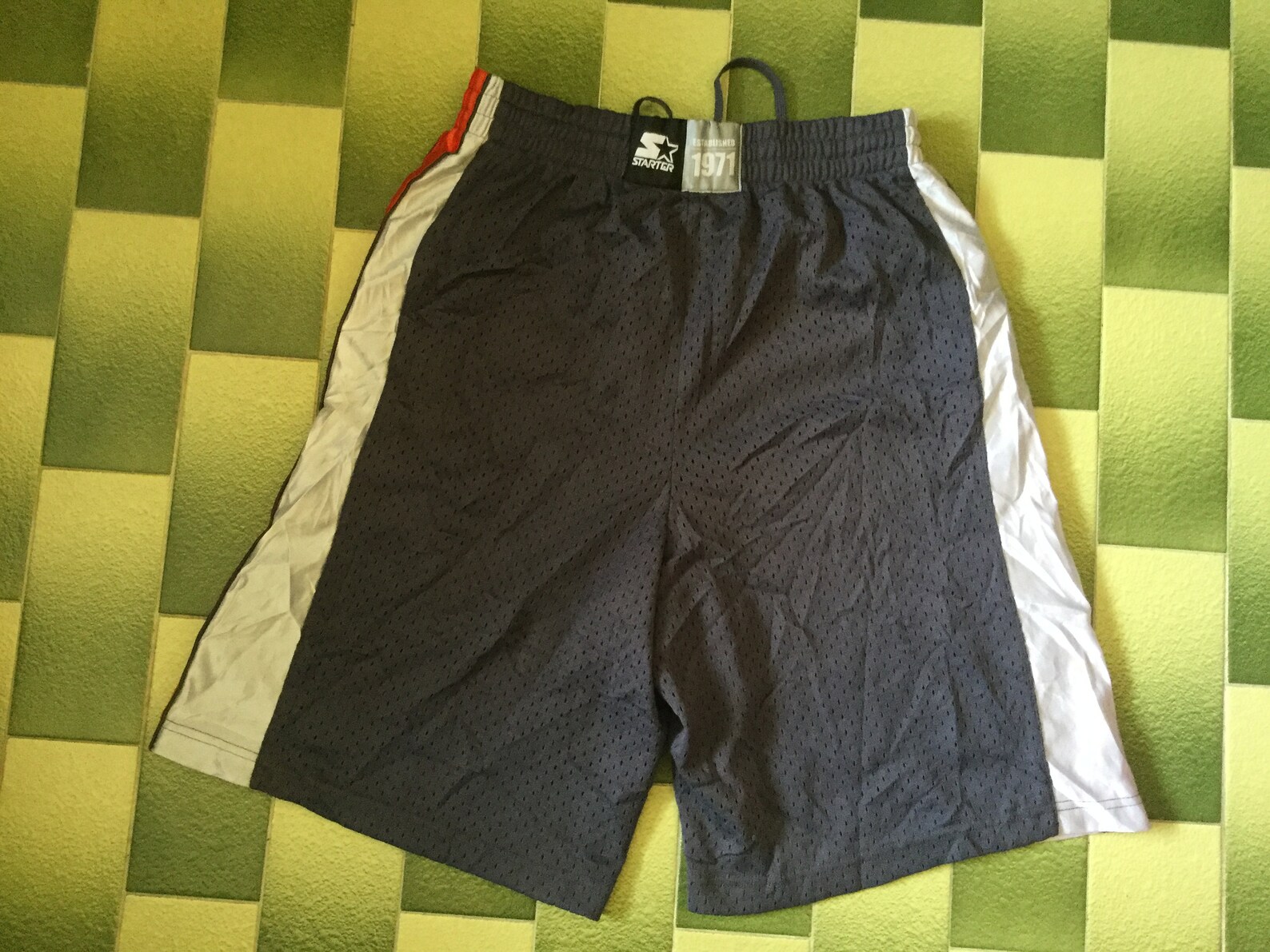 Starter Mens Shorts Drawstring In Gray Orange lined Color | Etsy