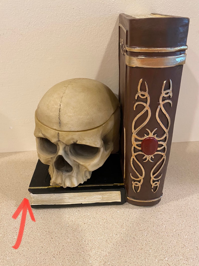 Halloween Pair of World of Wonders Skull With Ancient Book Bookends 7.5 ...