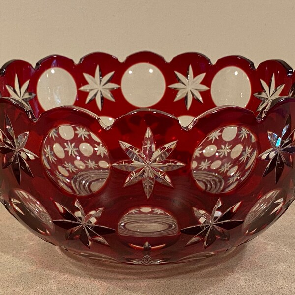 Red Cut Crystal Bowl - Etsy