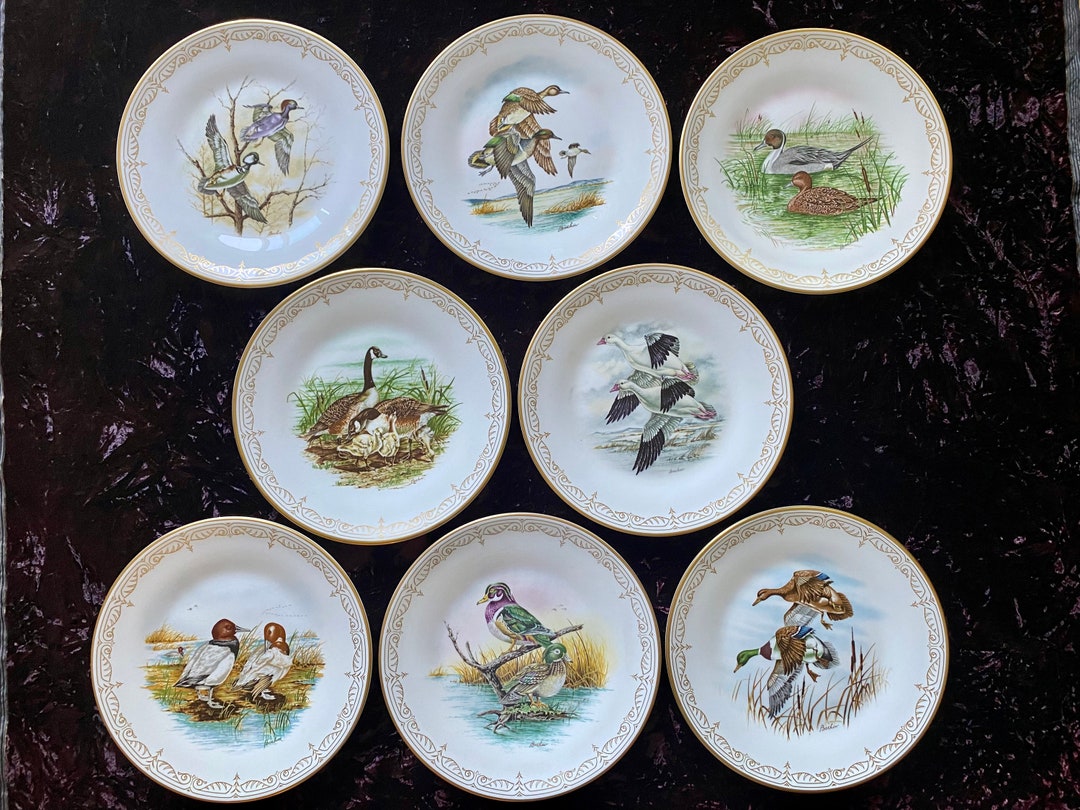 Water Bird Plate Collection by Boehm Bone China Pure Gold Border 10.75 ...