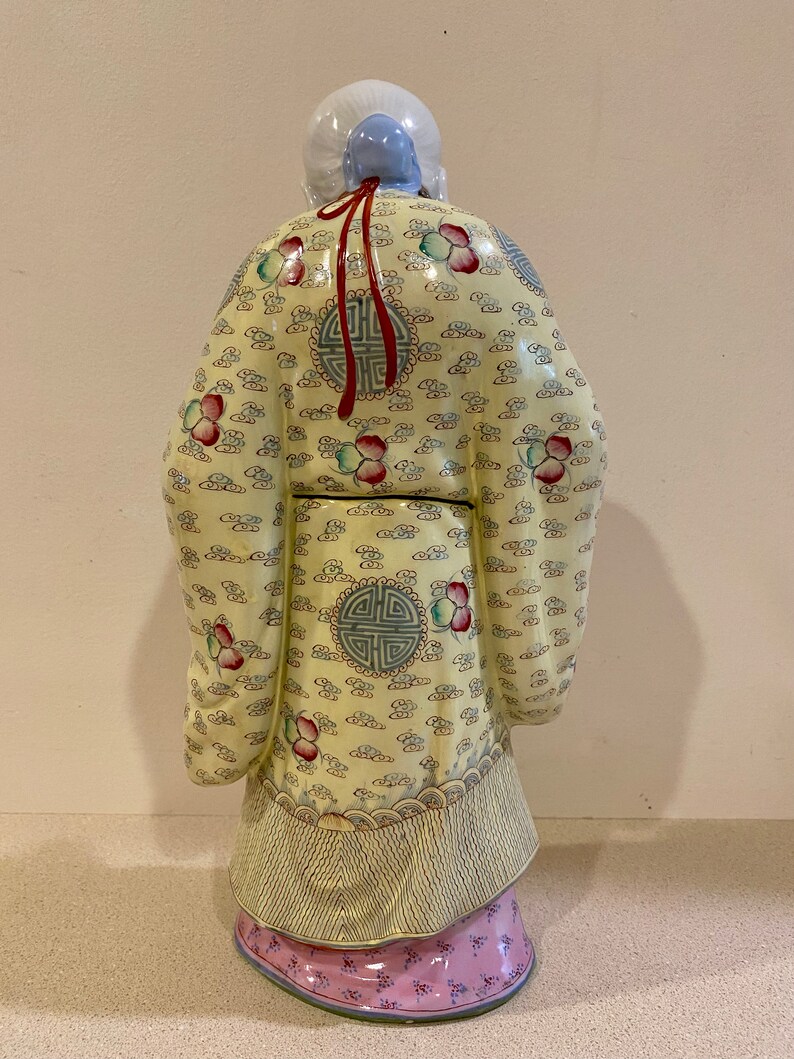 Chinese Family Rose Hand Painted Porcelain Figure of Shouxing, the God ...