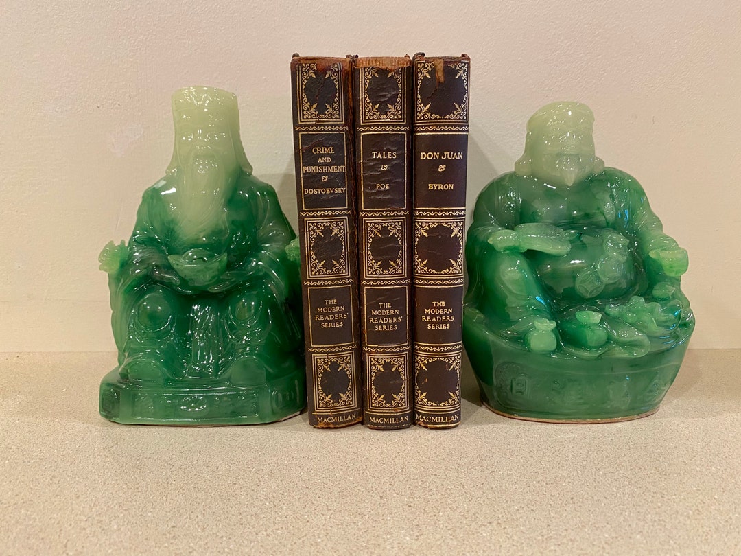 Buddha Faux Jade Glass Bookends 6.5" - Etsy