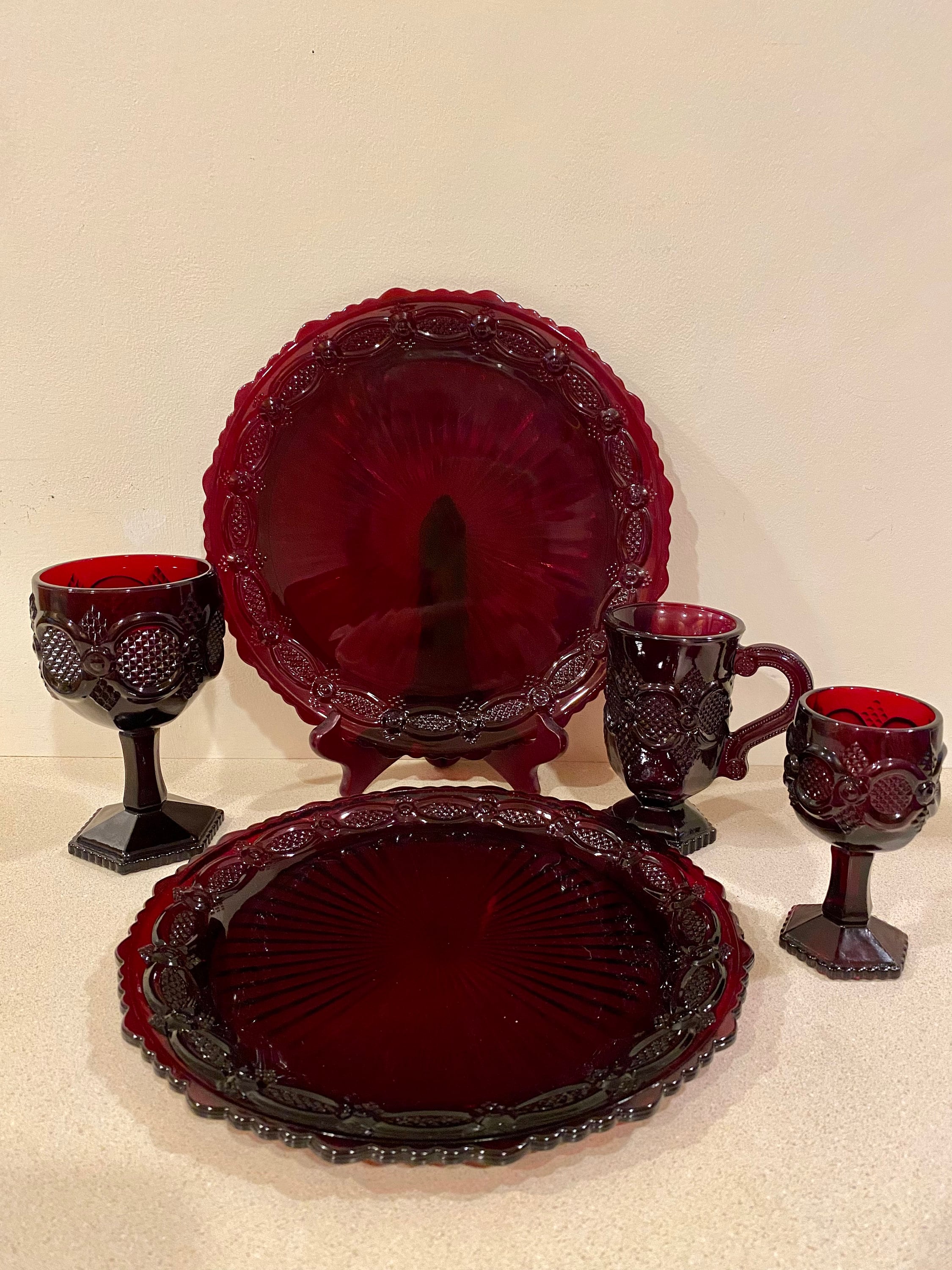 Vintage Avon Cape Cod Ruby Red 1876 Dinnerware China Set 16 Pcs. - Etsy
