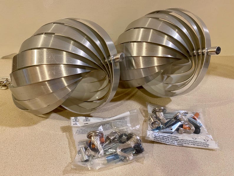Pair of Space Age Silver Moon Ceiling Pendant Light Fixtures by Henri ...