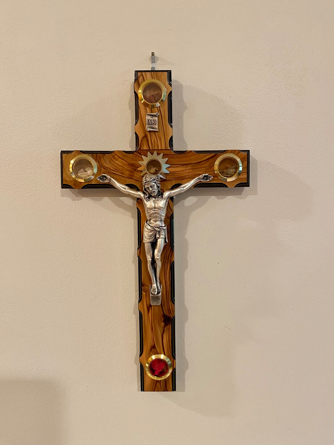 Olive Wood Carved Cross With Elements From the Holy Land 11 7/8" - Etsy