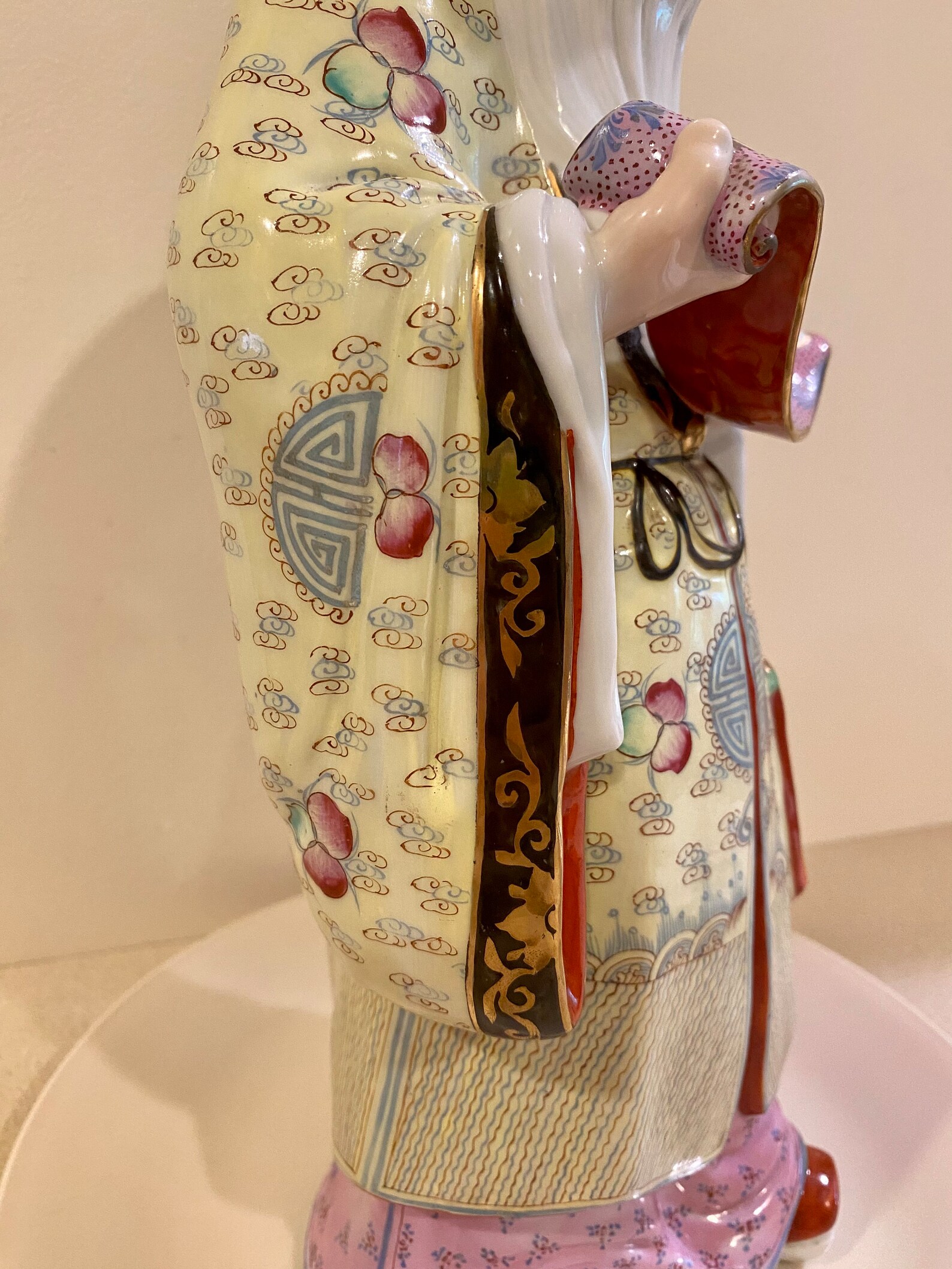 Chinese Family Rose Hand Painted Porcelain Figure of Shouxing, the God ...
