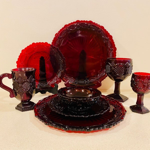 Ruby Red Avon Dishes Set - Etsy