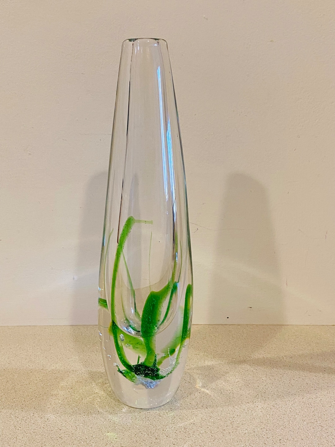 Vicke Lindstrand "seaweed" Art Glass Vase Kosta Boda Sweden 9.75" Tall ...