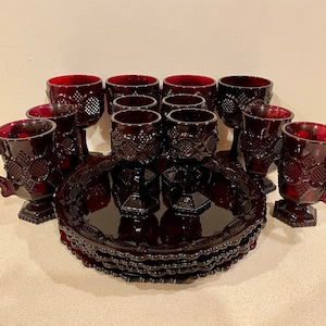 Vintage Avon Cape Cod Ruby Red 1876 Dinnerware China Set 16 Pcs. - Etsy