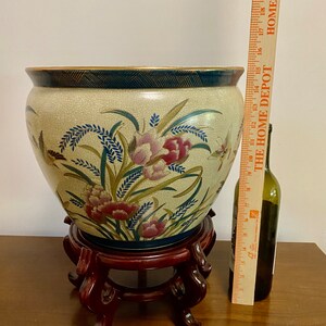 Vintage Japanese Koi Fish Planter 9.5h 11.75w With Wooden Stand 4.5 - Etsy