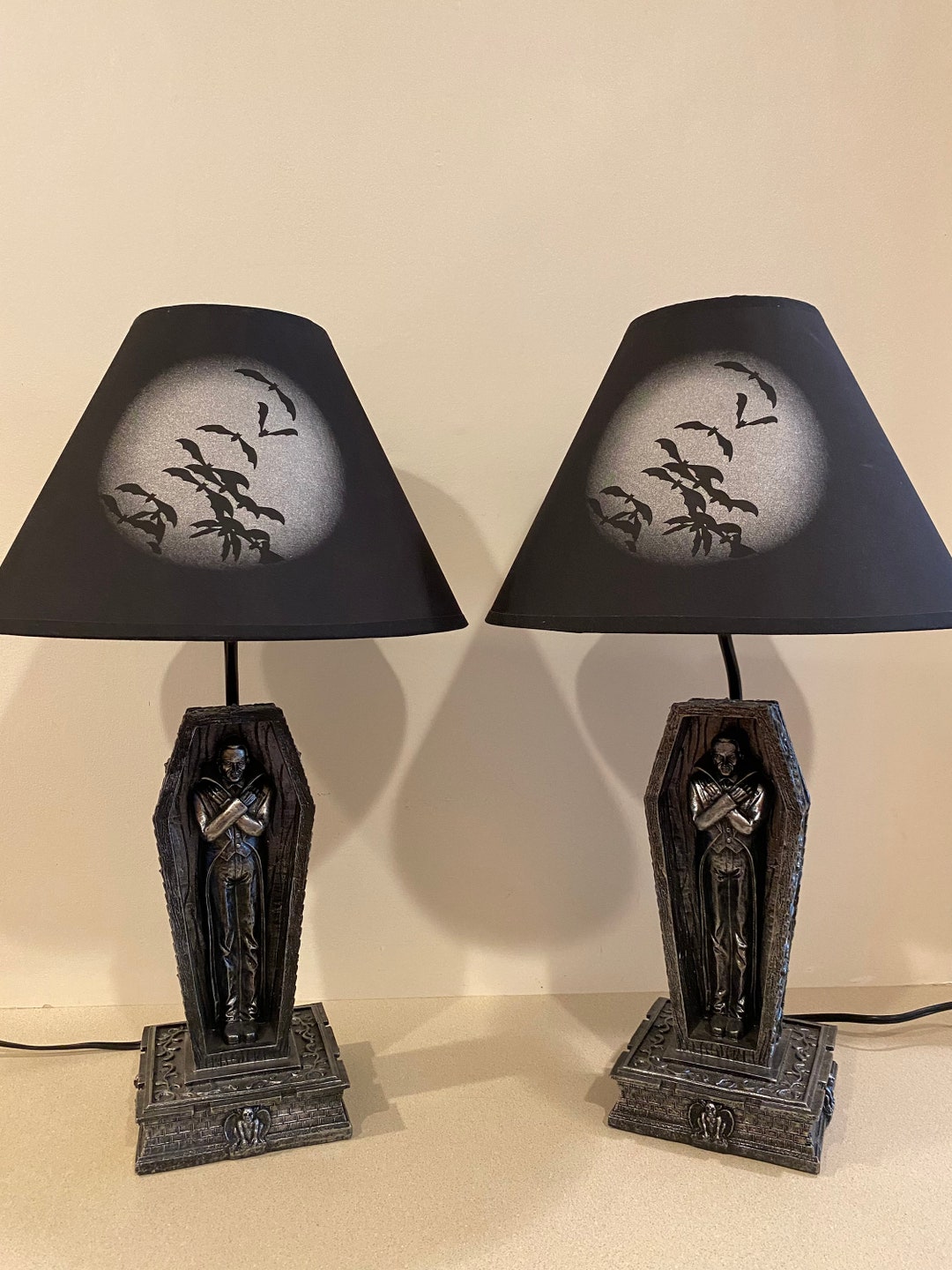 Halloween Pair of Zakos Dark Dawning Vampire in the Coffin Black Table ...