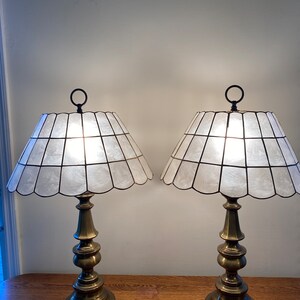 Pair of Vintage Capiz Shell & Brass Table Lamps 26"h 16"w - Etsy