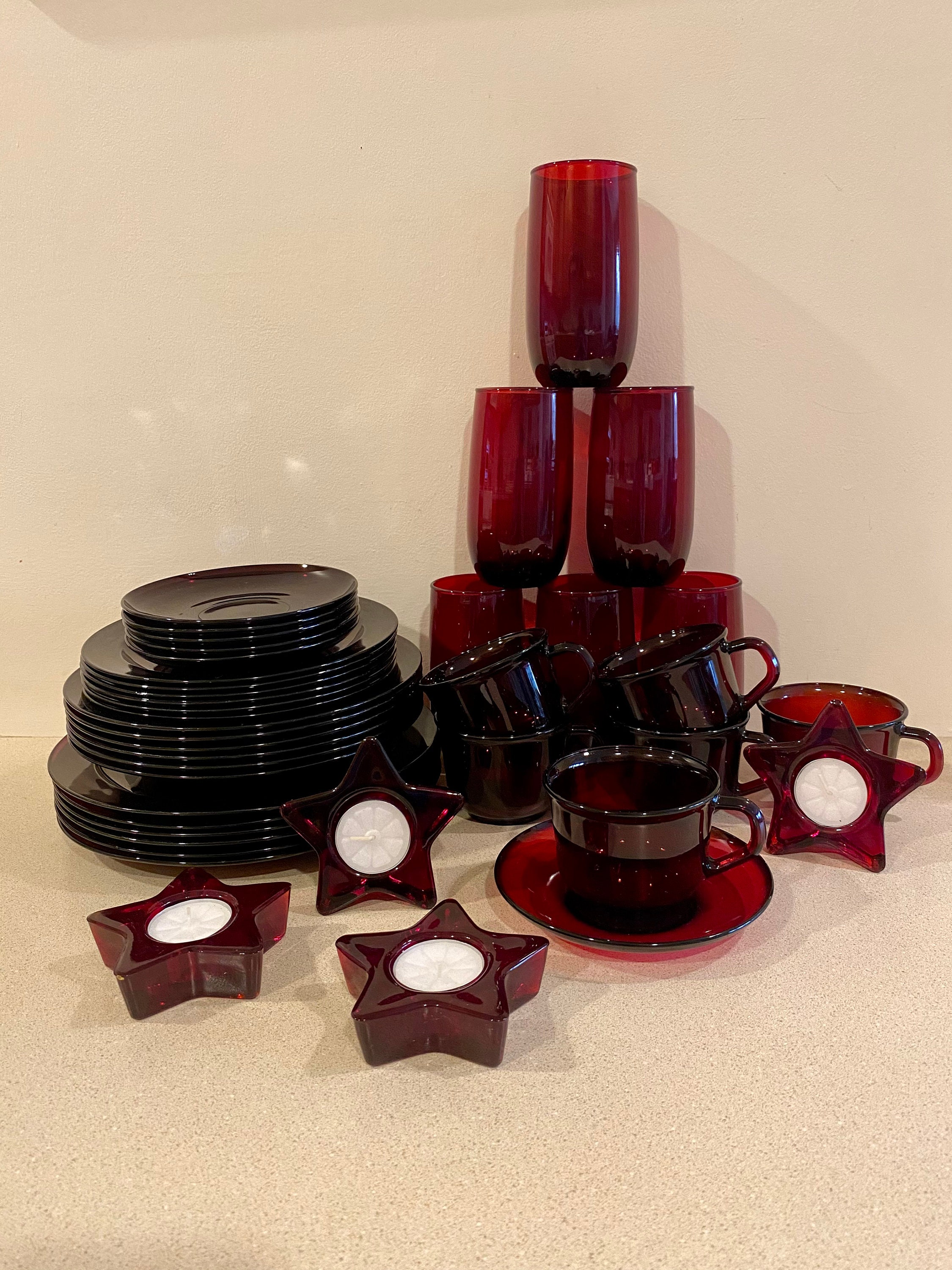 Clear Red Glass Dinnerware
