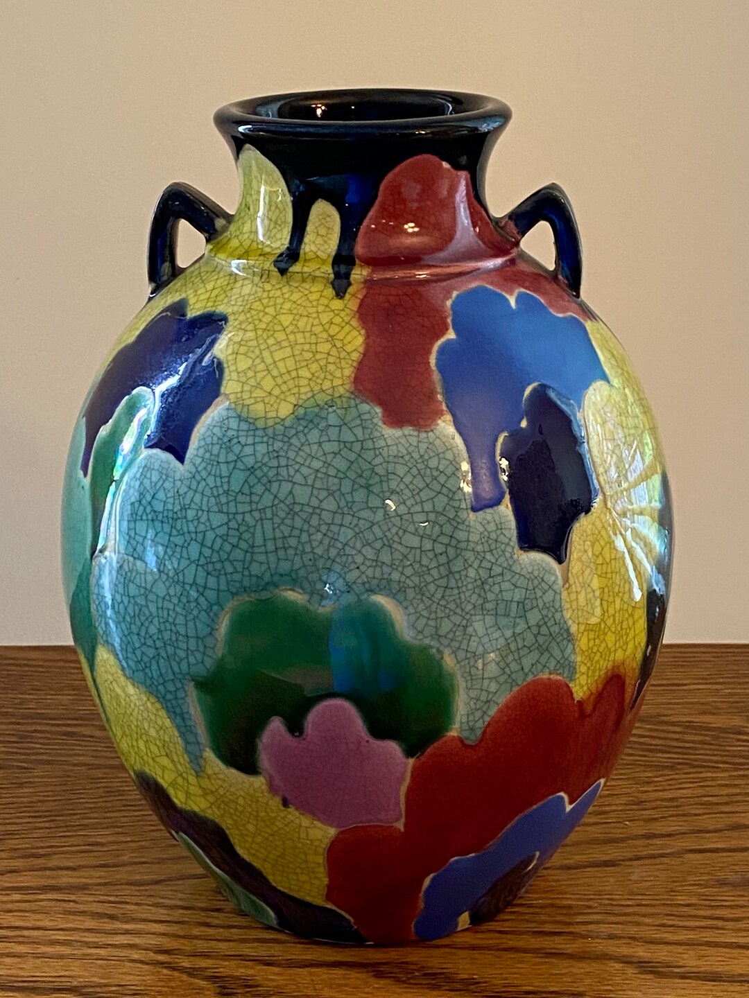 Awaji Pottery 2 Handled Vase Multicolor 8.75"h 6.5"w - Etsy