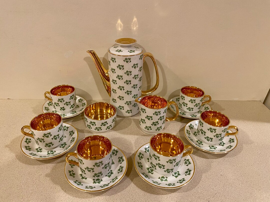 Arklow Patricia Shamrock/gold Pattern Demitasse Set Republic of Ireland ...