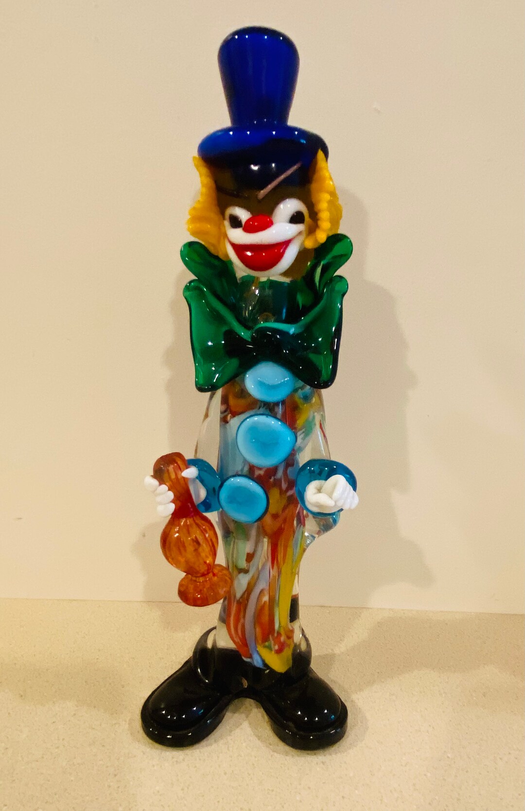 Vintage Murano Art Glass Clown With a Wine Bottle 11” Tall - Etsy