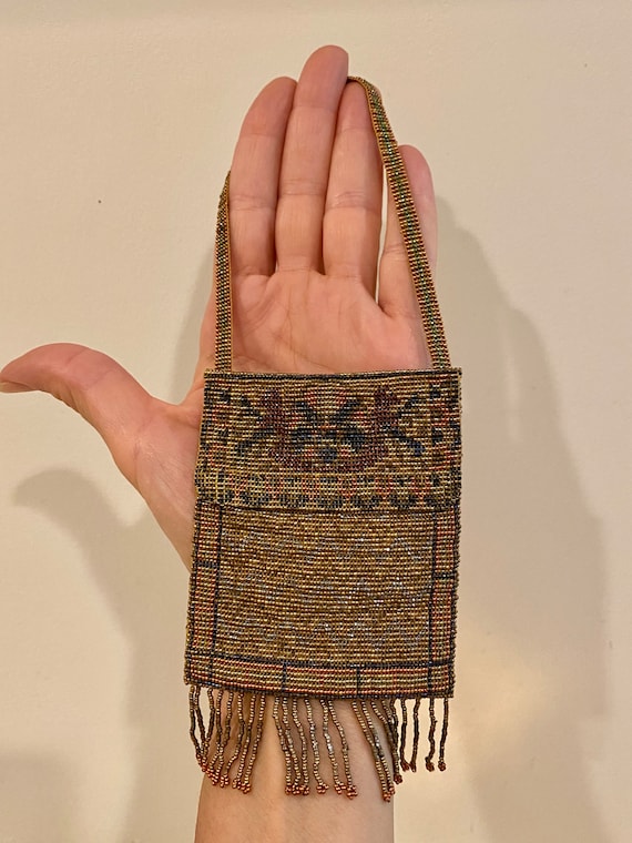 Antique French Art Deco Steel Cut Copper Metal Beaded… - Gem