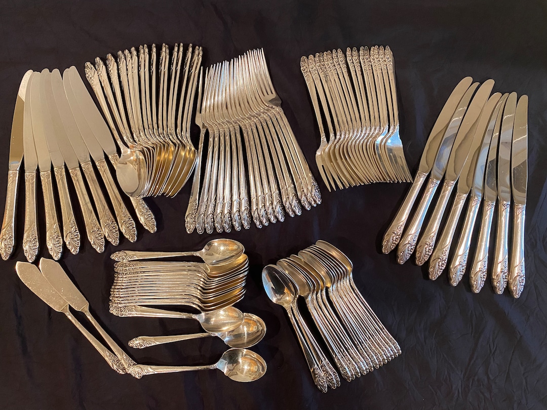 98 Piece Vintage 1955 Community Evening Star Oneida Silver Plated ...