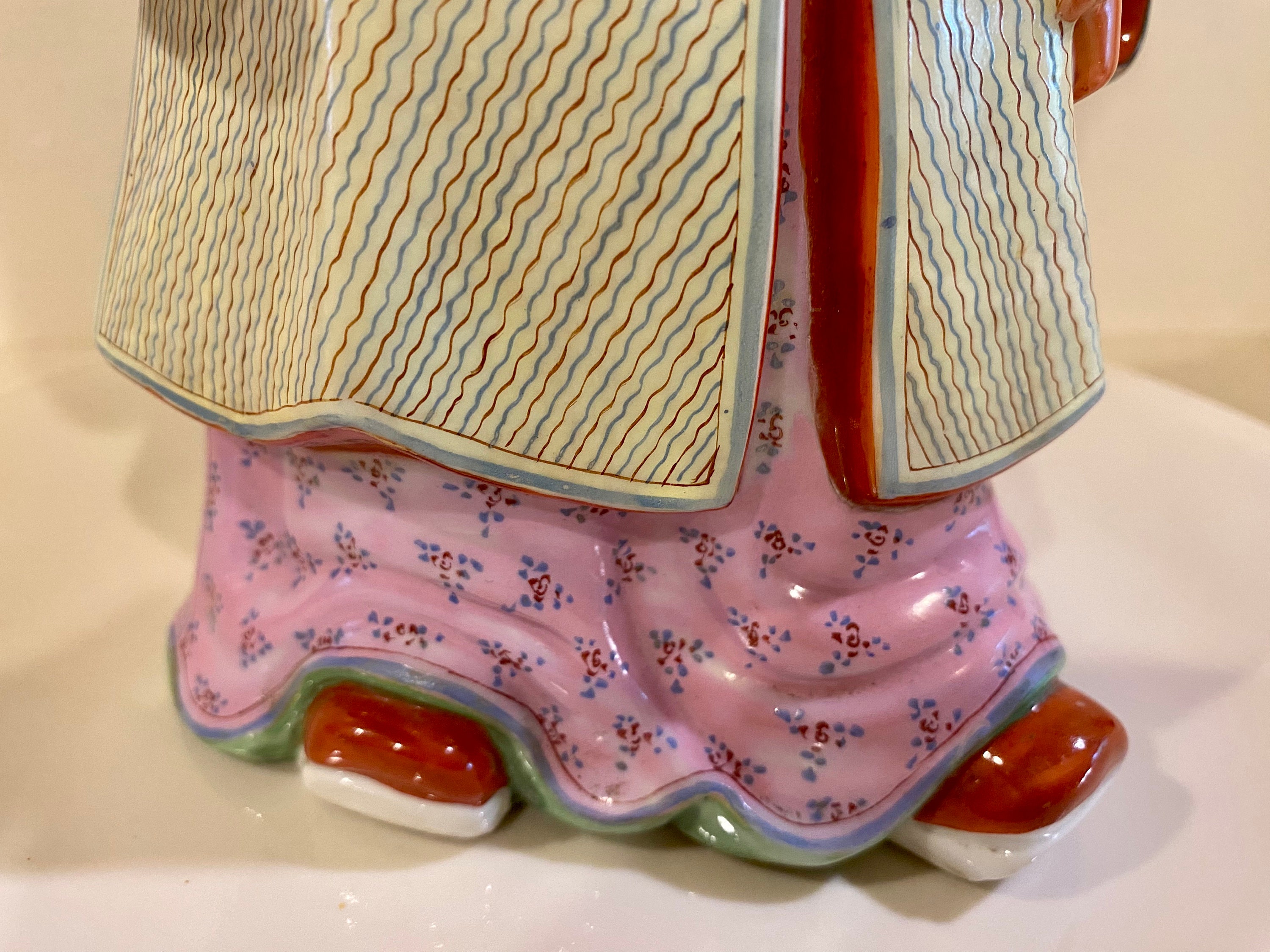 Chinese Family Rose Hand Painted Porcelain Figure of Shouxing, the God ...